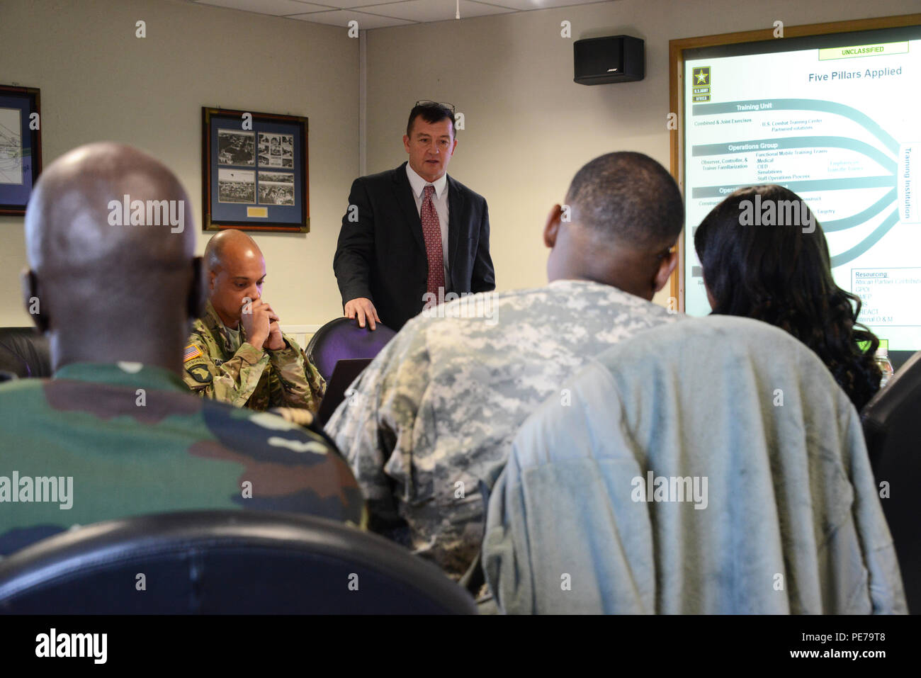 James P. Matties (standing), chief of training for U.S. Army Africa ...