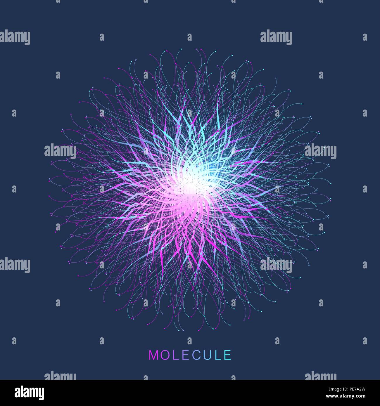 Abstract molecule structure. DNA helix, DNA strand, molecule or atom ...