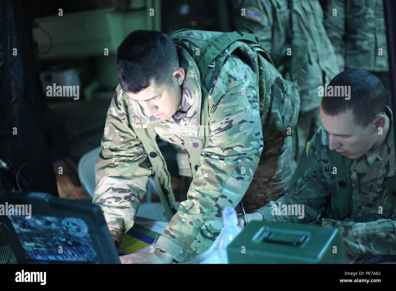 U.S. Soldiers of Headquarters Battery, 1st Battalion, 41st Field ...