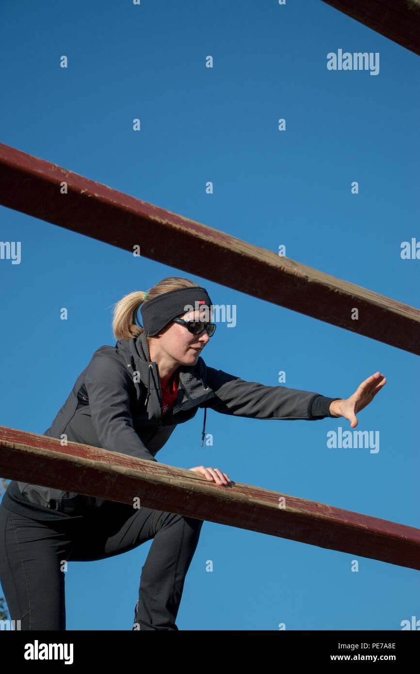 Christie Wood from team three navigates the weaver on the air assault ...