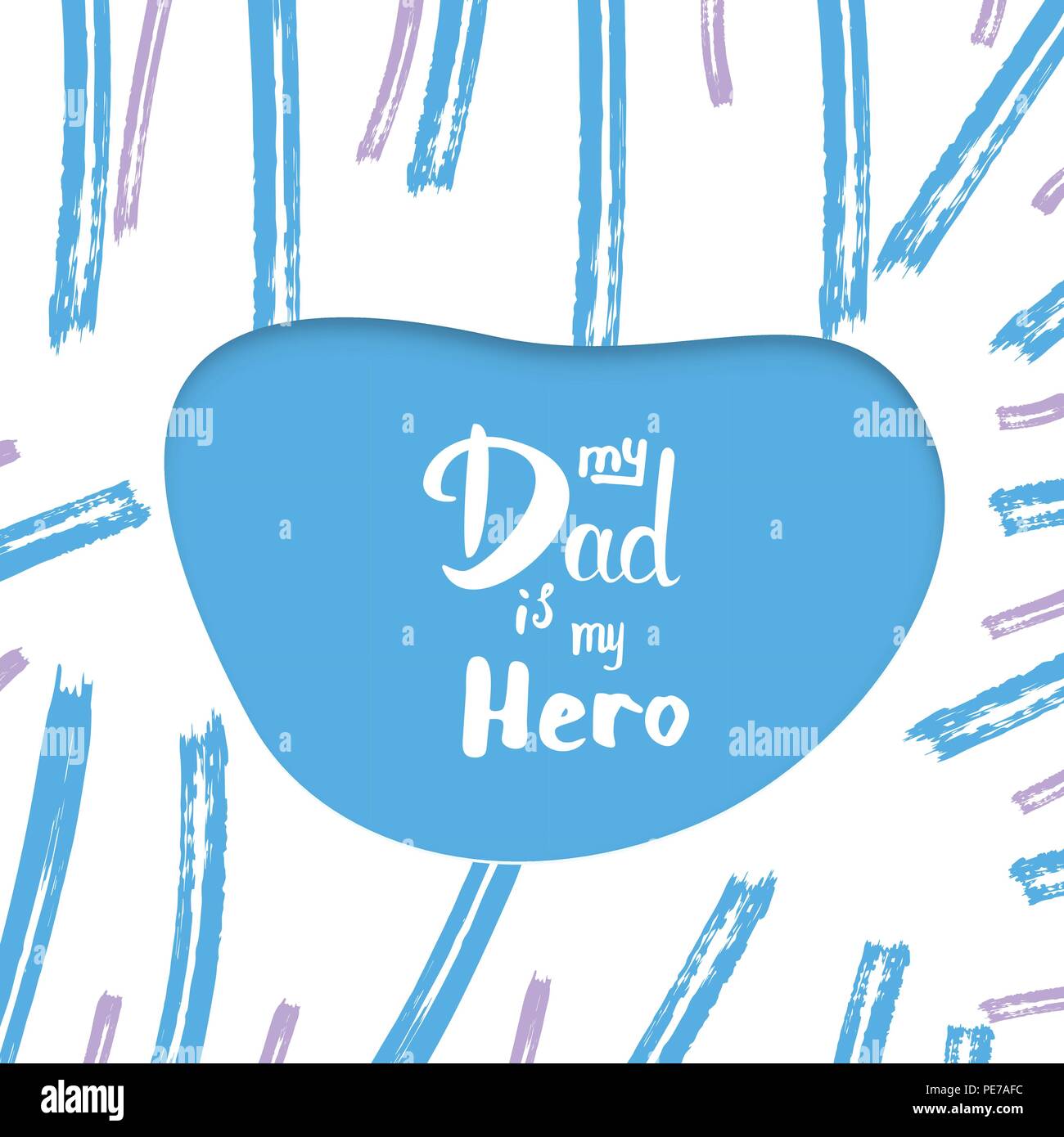 My Dad is My Hero quote papercut greeting card. Handwritten lettering ...