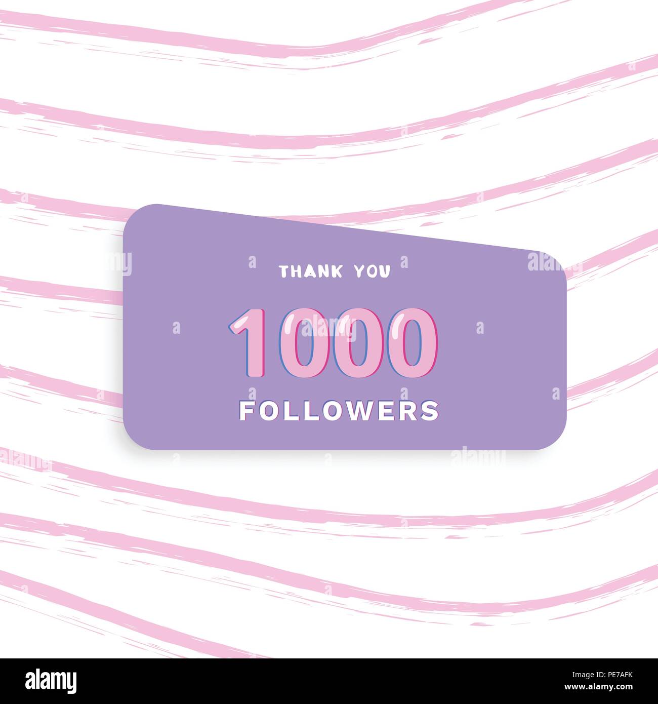 1000 followers thank you card. Cover with papercut effect and brush ...