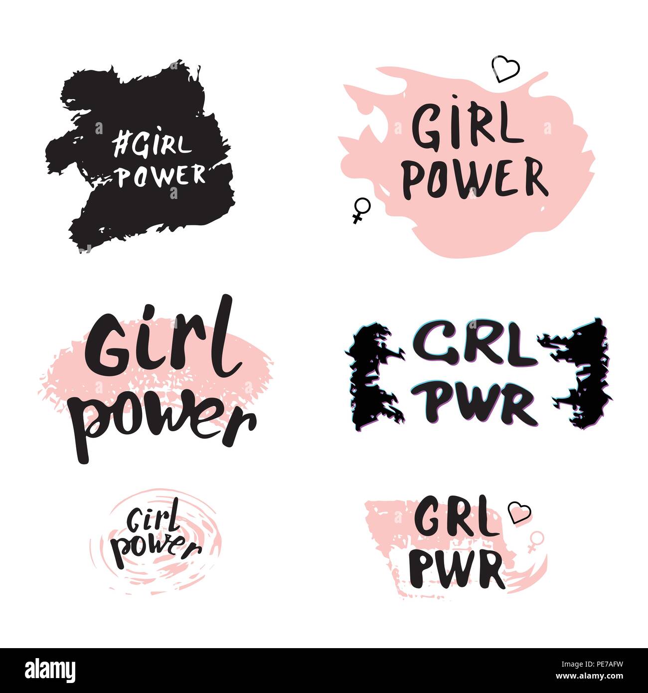 Set of Girl Power cards. Vector illustration Stock Vector Image & Art ...