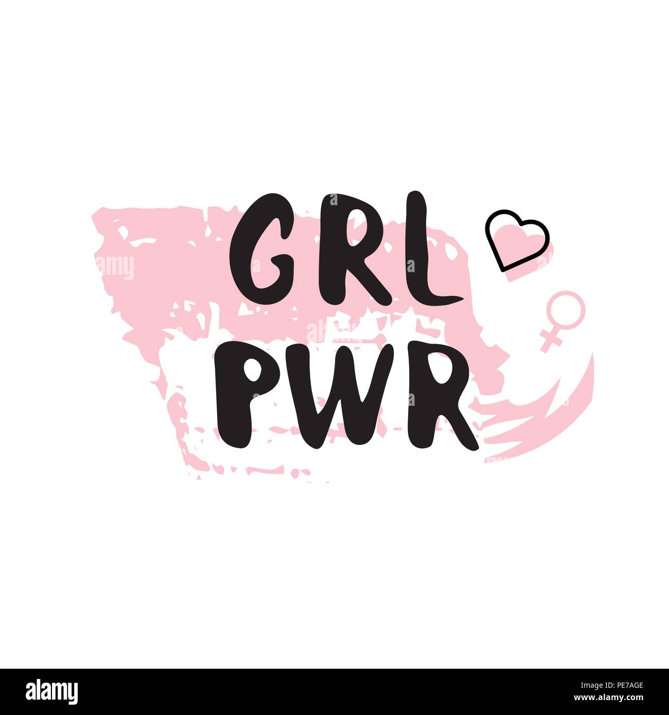 Girl Power composition. GRL PWR lettering. Vector illustration Stock ...
