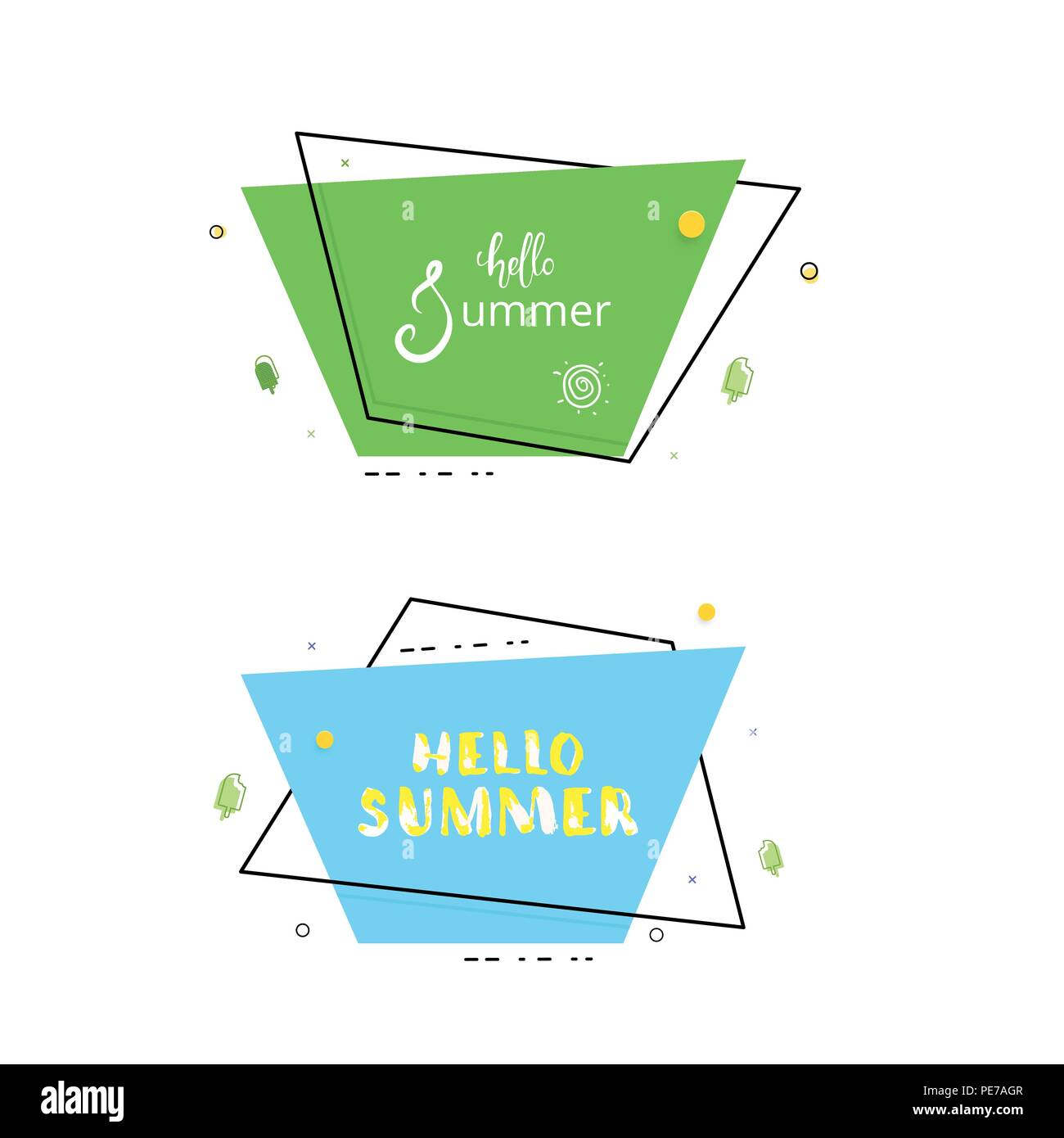 Set of Hello Summer banners. Vector illustration Stock Vector Image ...