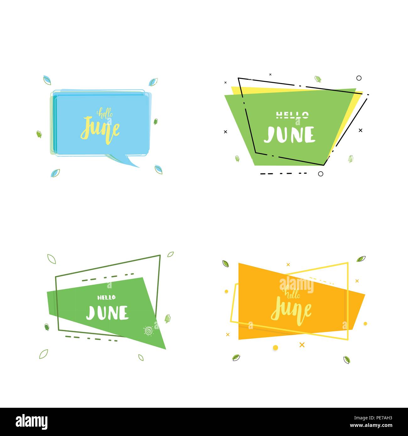 Set of Hello June banners. Element for summer graphic design. Vector ...