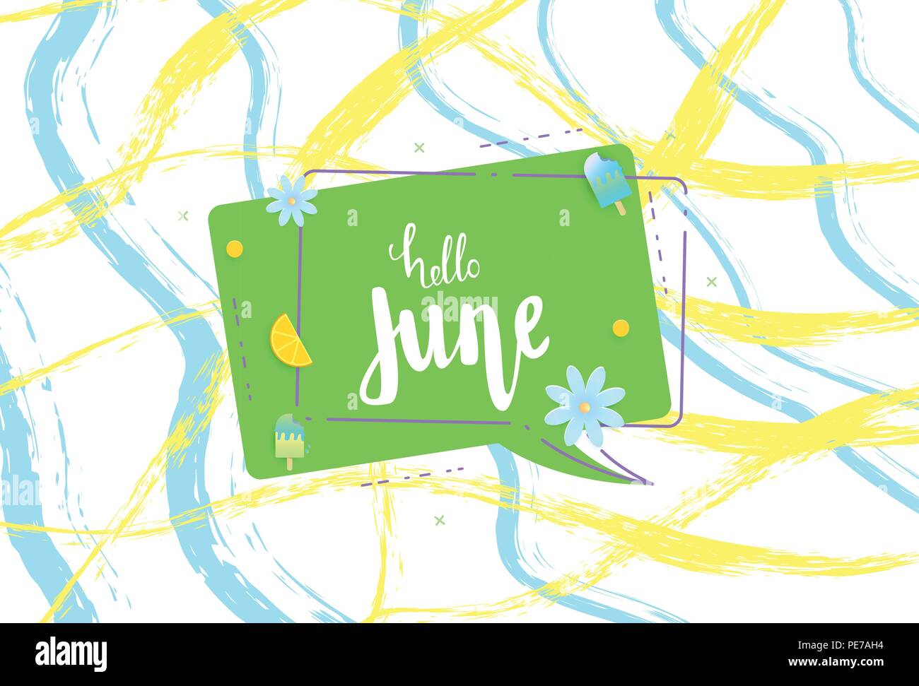 Set of Hello June banners. Element for summer graphic design. Vector ...