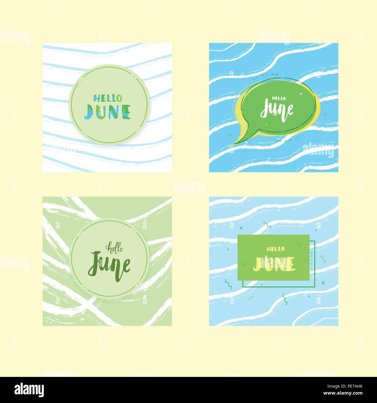 Set of Hello June banners. Element for summer graphic design. Vector ...