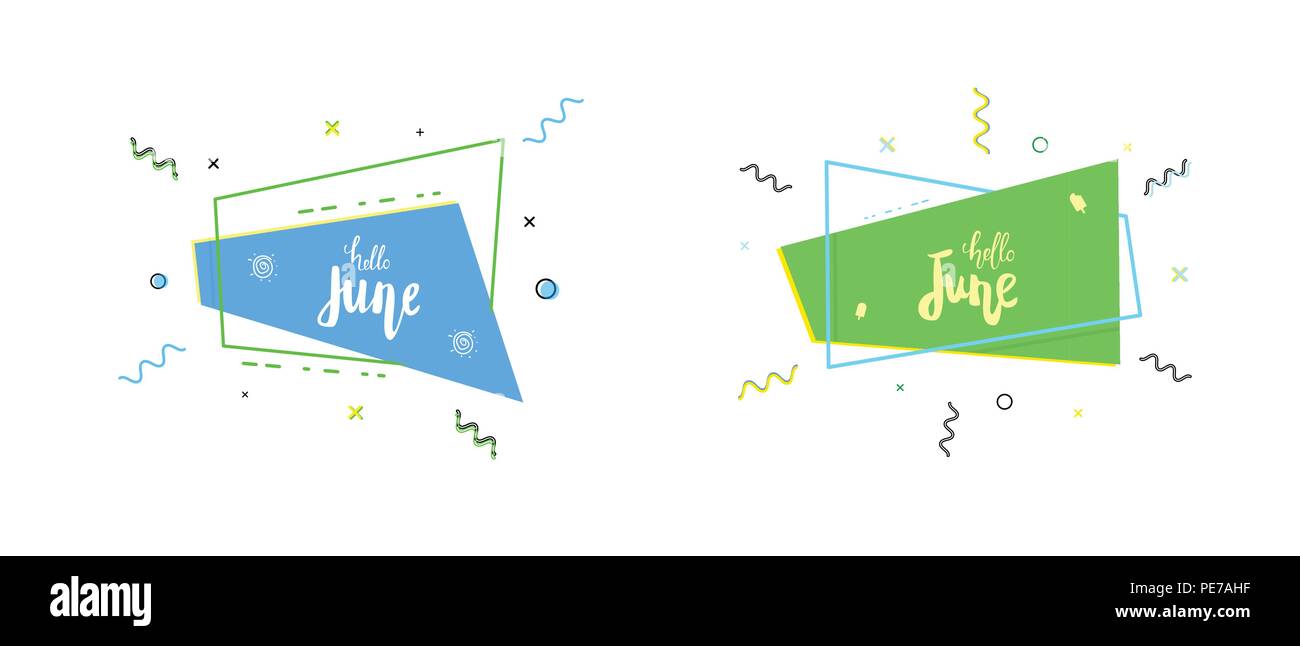 Set of Hello June banners. Element for summer graphic design. Vector ...