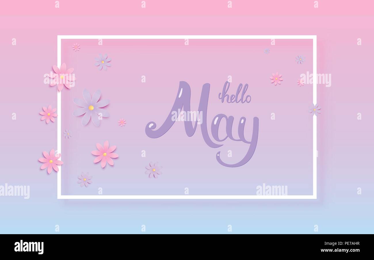 Hello May banner. Handwritten lettering. Vector illustration Stock ...