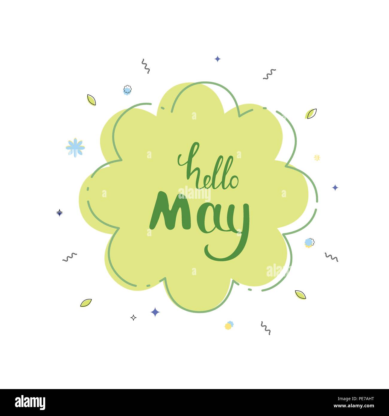 Hello May banner. Handwritten lettering. Vector illustration Stock ...
