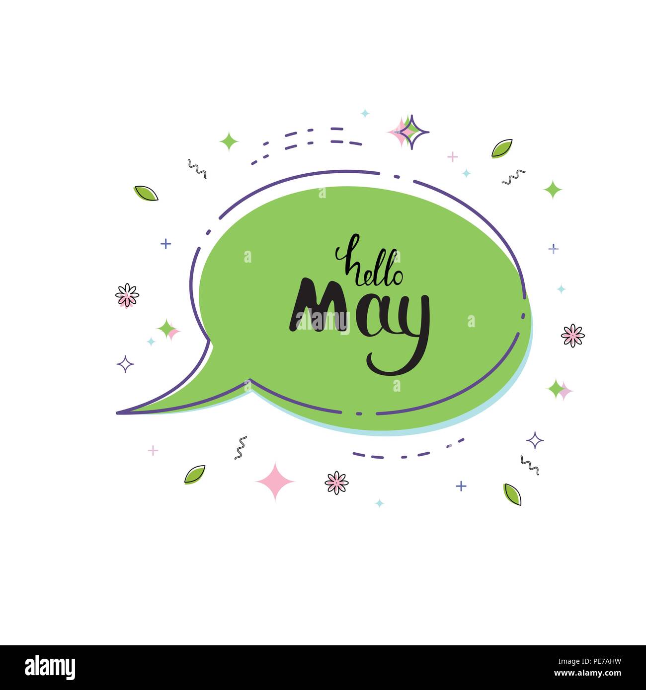 Hello handwritten lettering speech Cut Out Stock Images & Pictures - Alamy