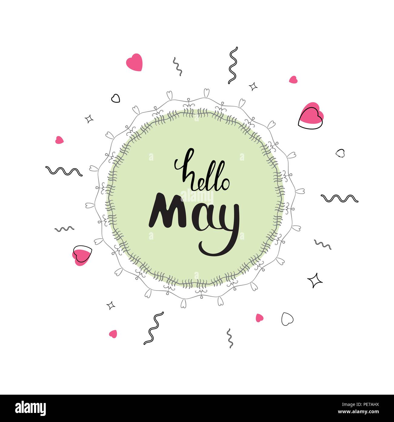 Hello May banner. Handwritten lettering. Vector illustration Stock ...