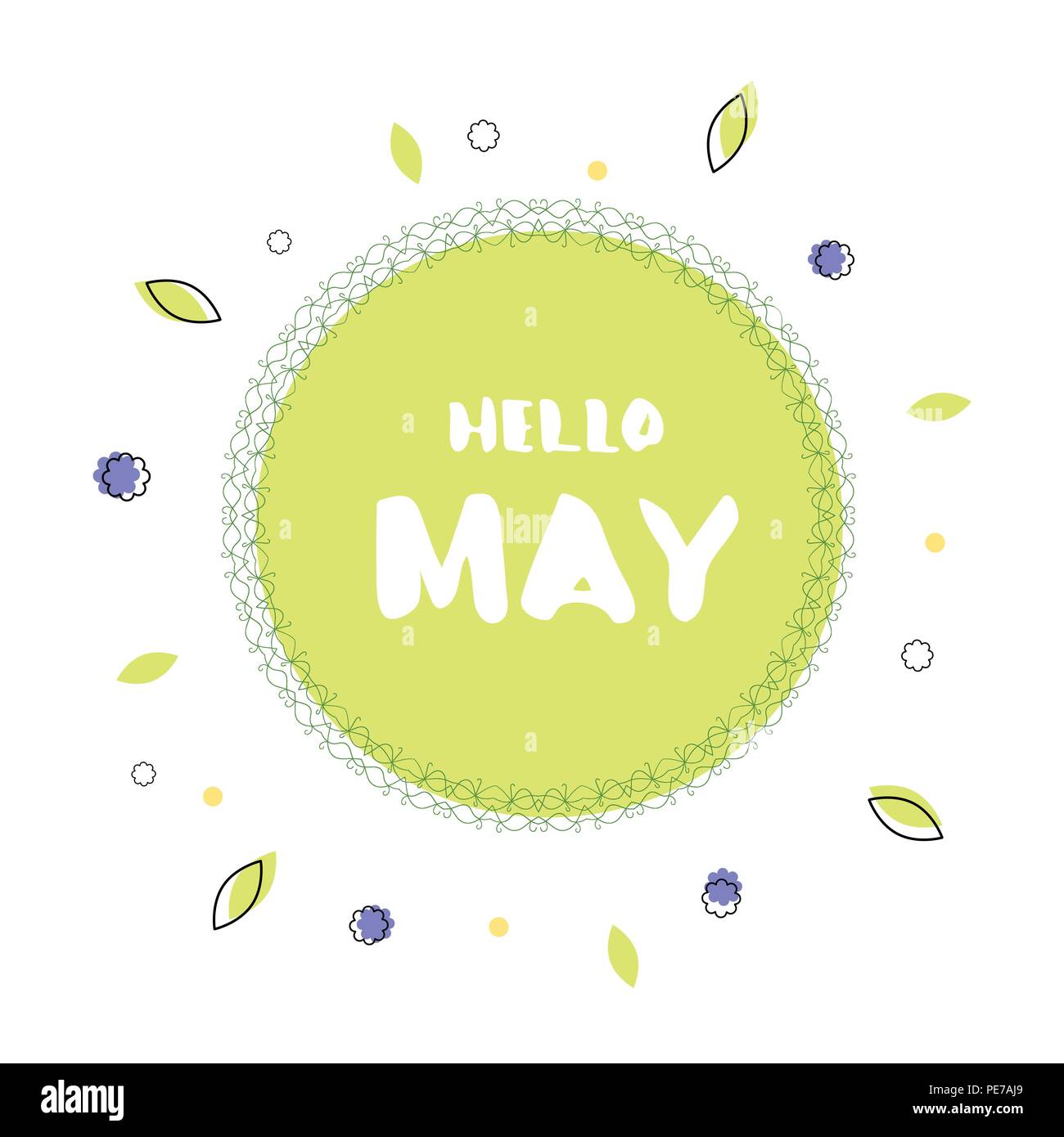 Hello May banner. Handwritten lettering. Vector illustration Stock ...