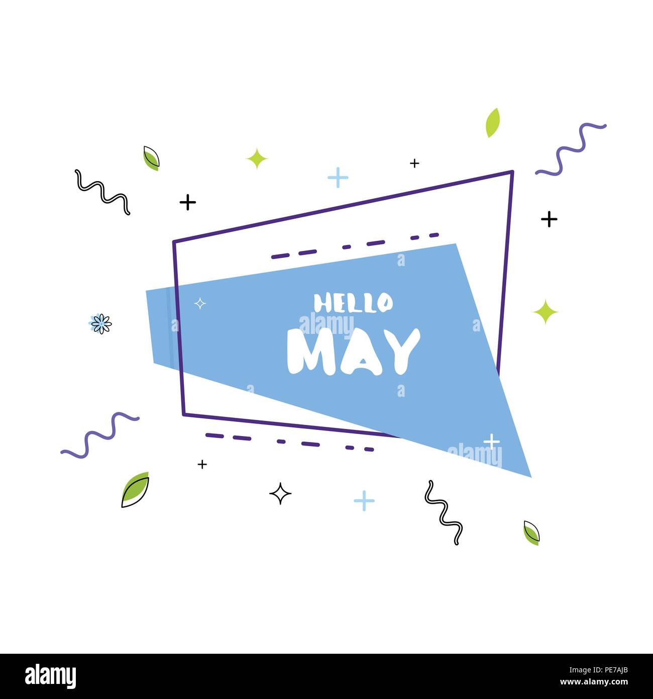 Hello May banner. Handwritten lettering. Vector illustration Stock ...