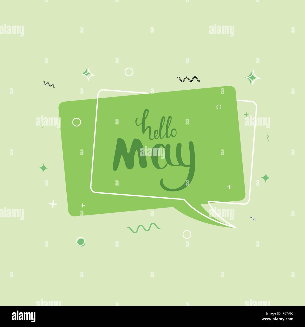 Hello May banner. Handwritten lettering. Vector illustration Stock ...