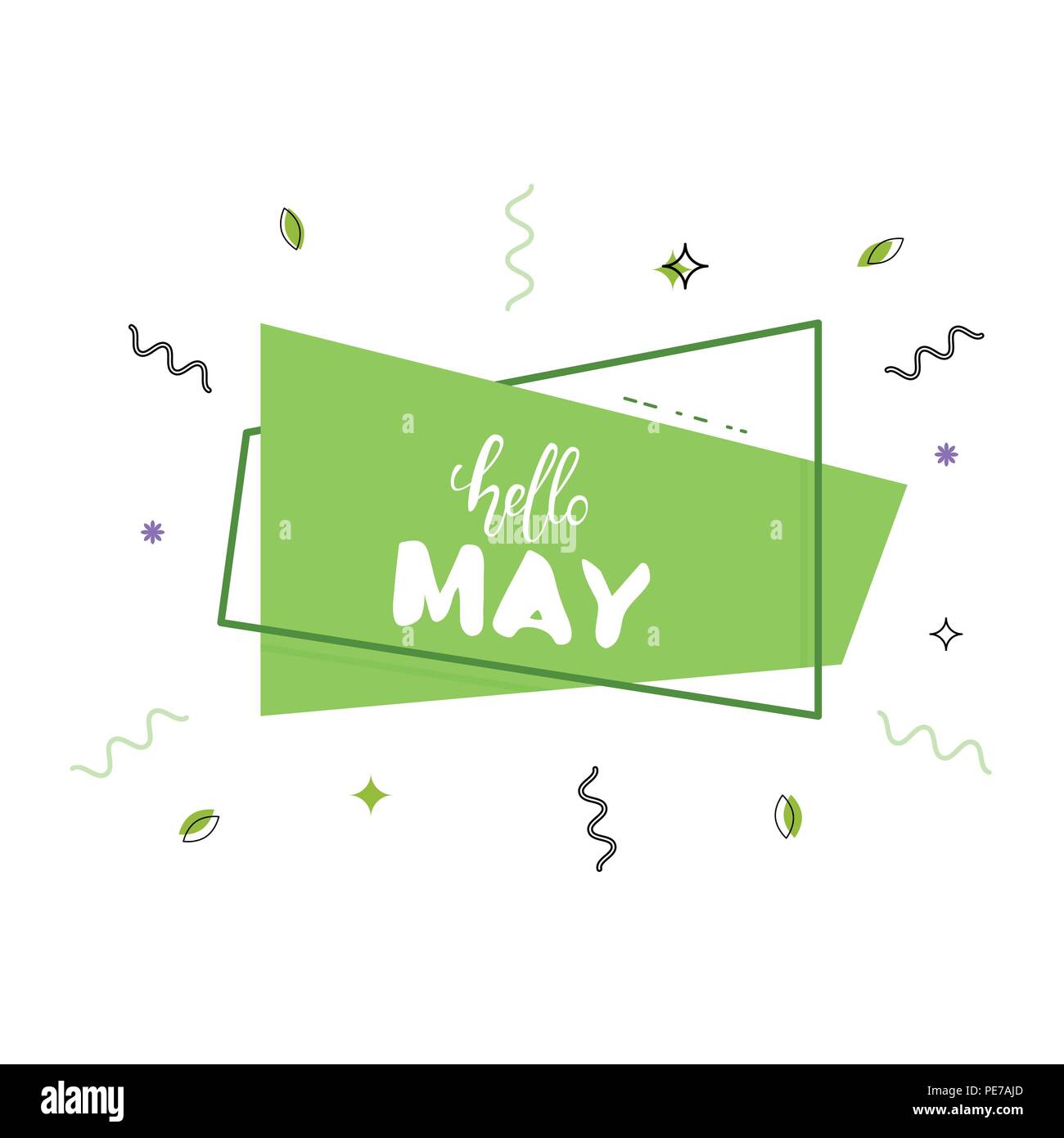 Hello May banner. Handwritten lettering. Vector illustration Stock ...