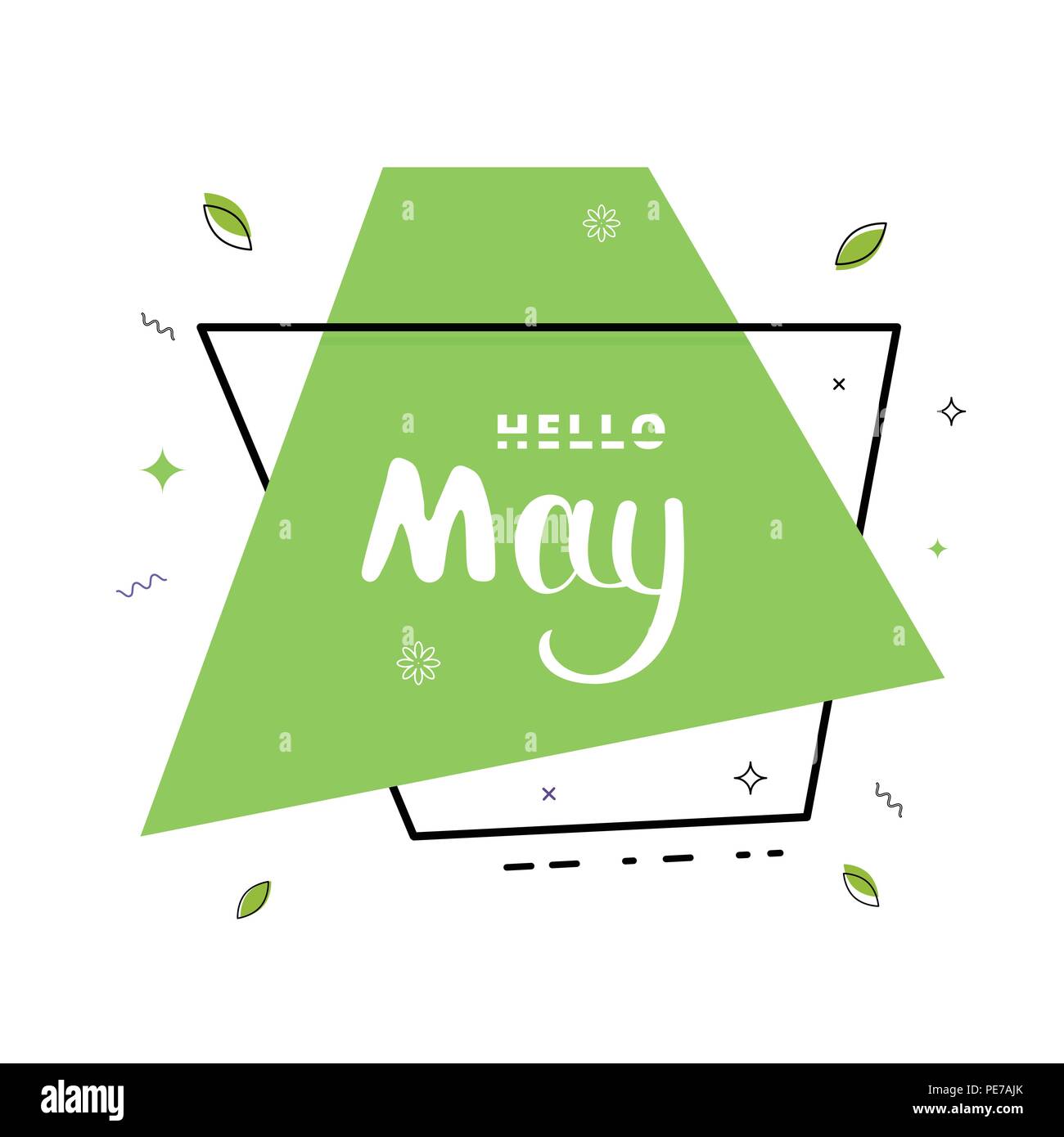 Hello May banner. Handwritten lettering. Vector illustration Stock ...