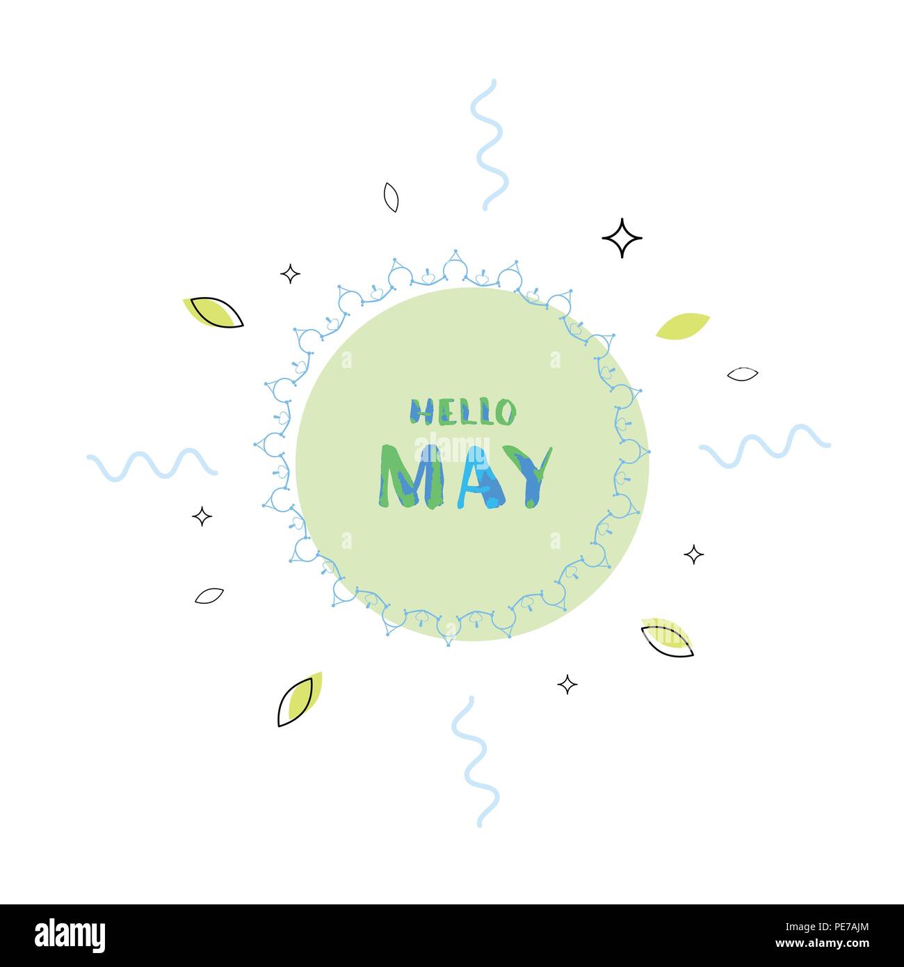Hello May banner. Handwritten lettering. Vector illustration Stock ...