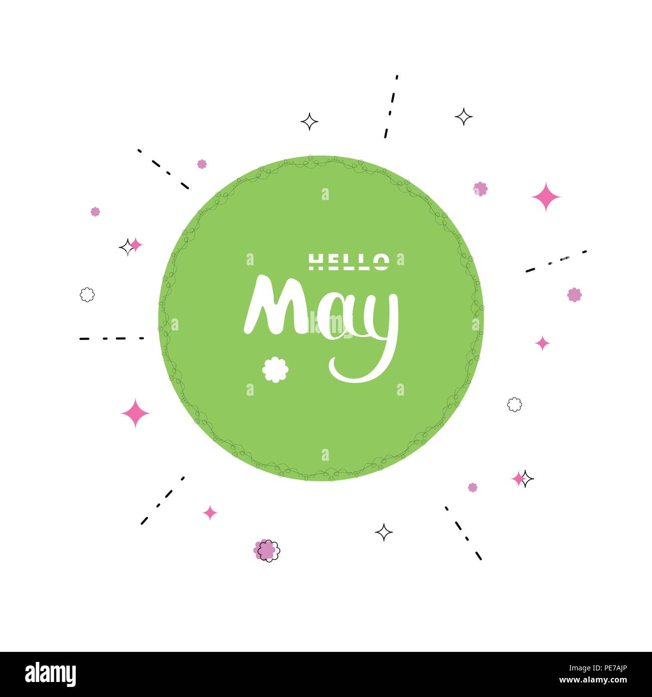Hello May banner. Handwritten lettering. Vector illustration Stock ...