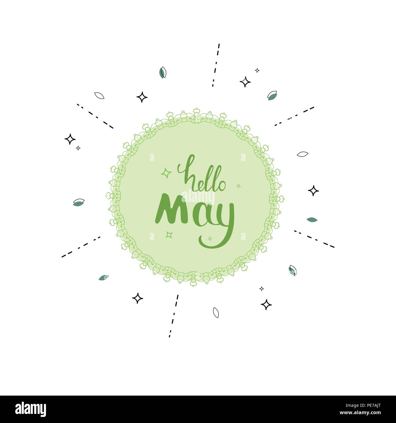 Hello May banner. Handwritten lettering. Vector illustration Stock ...