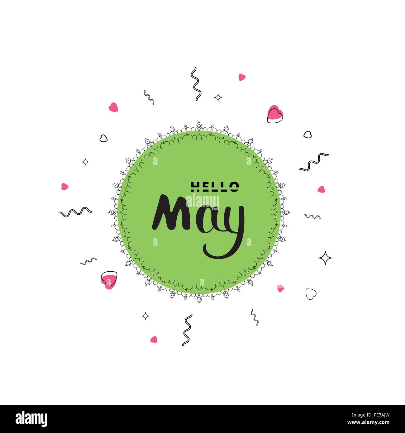 Hello May banner. Handwritten lettering. Vector illustration Stock ...