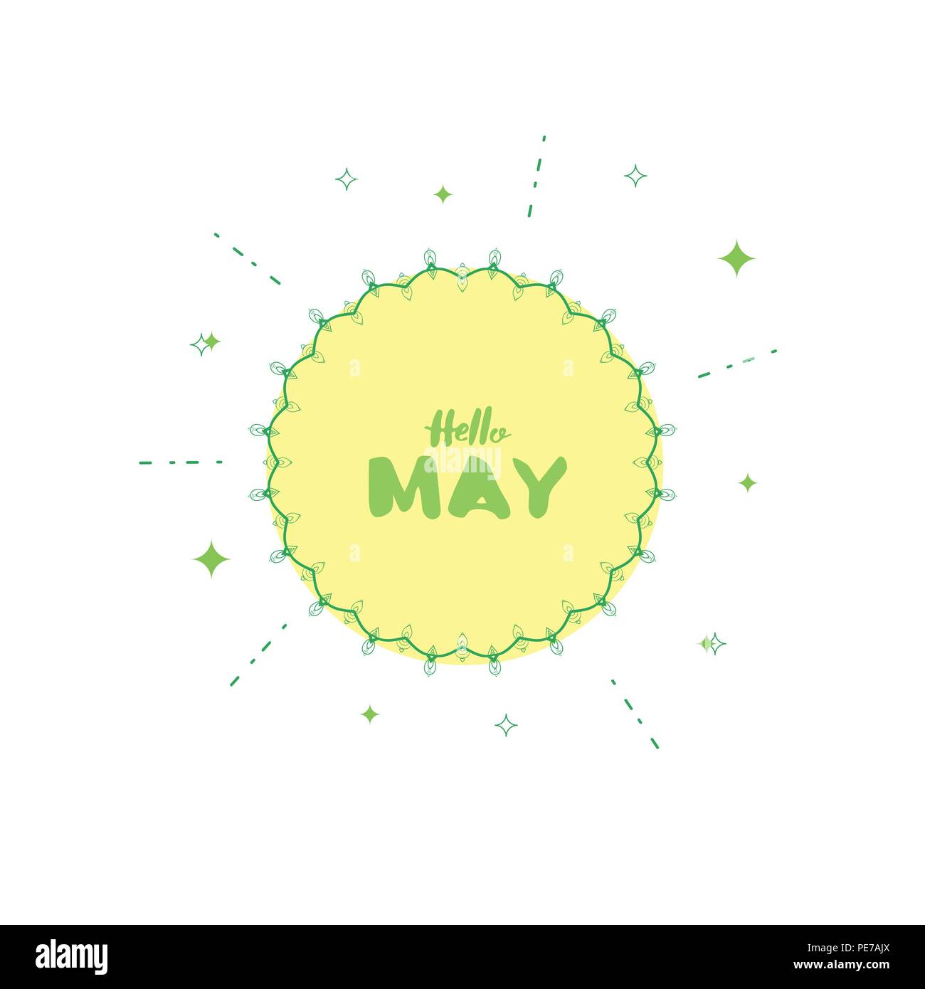 Hello May banner. Handwritten lettering. Vector illustration Stock ...