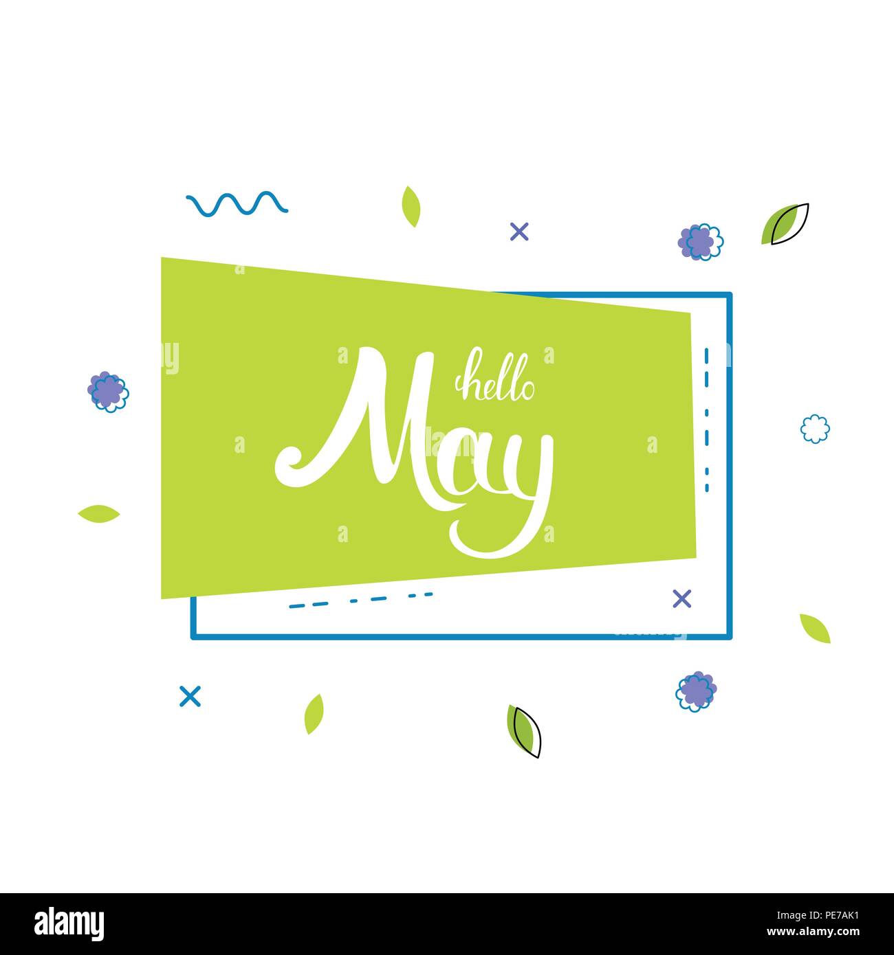 Hello May banner. Handwritten lettering. Vector illustration Stock ...