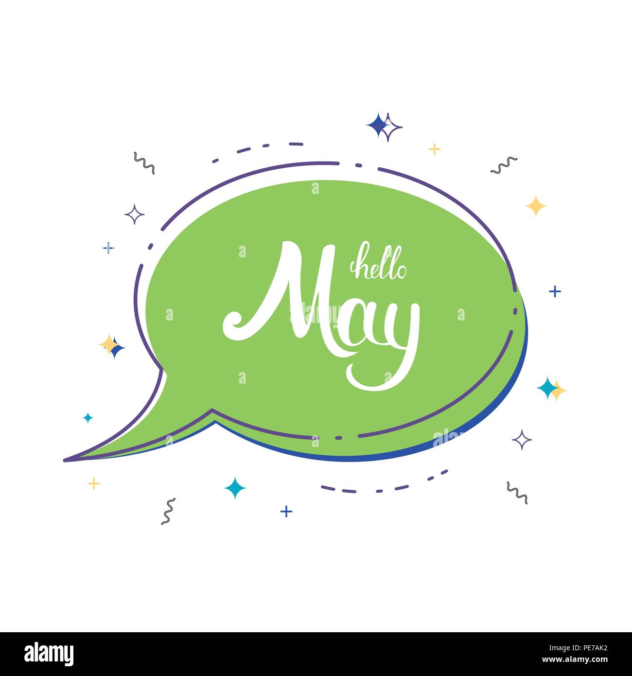 Hello May banner. Handwritten lettering. Vector illustration Stock ...