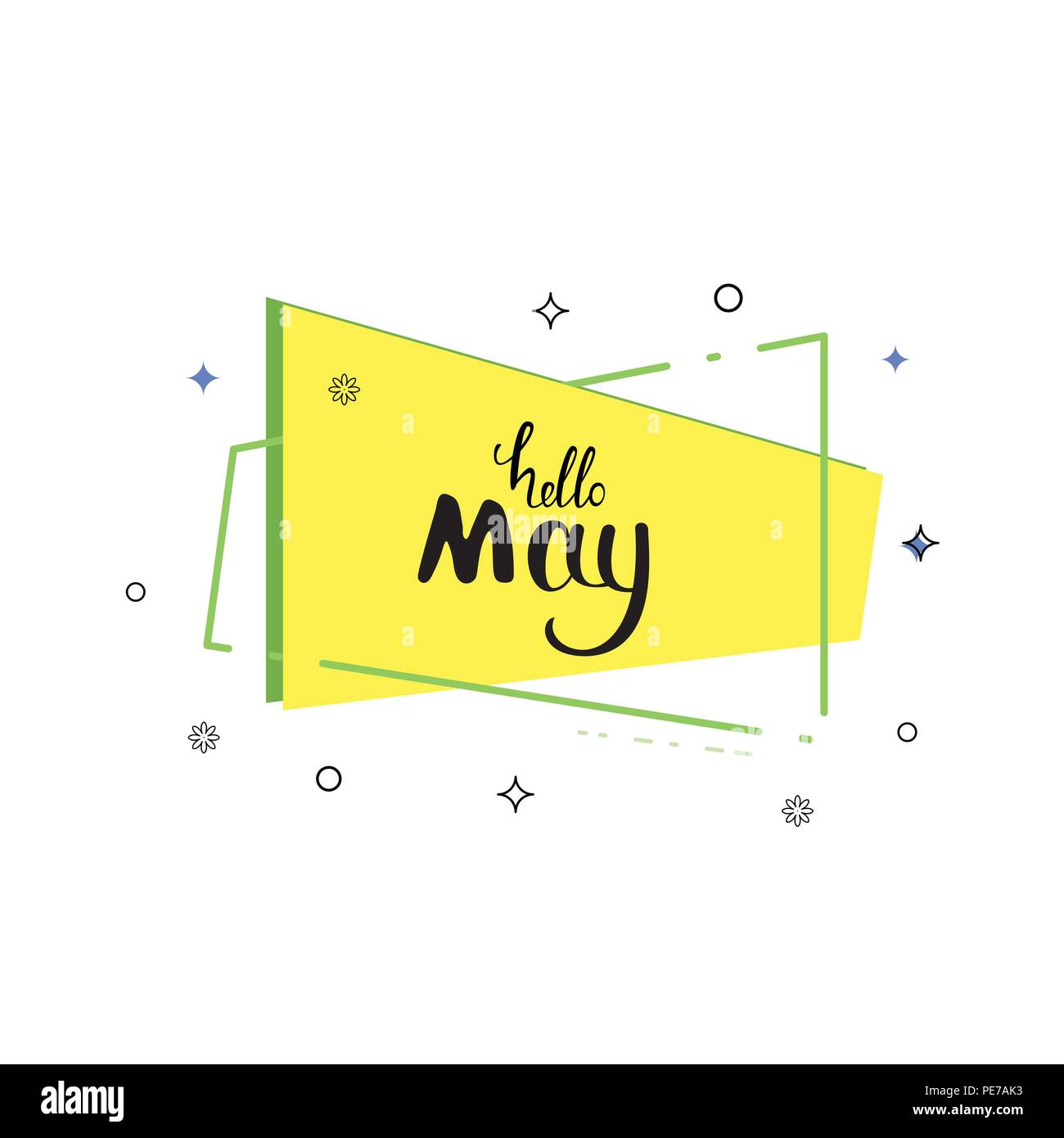 Hello May banner. Handwritten lettering. Vector illustration Stock ...