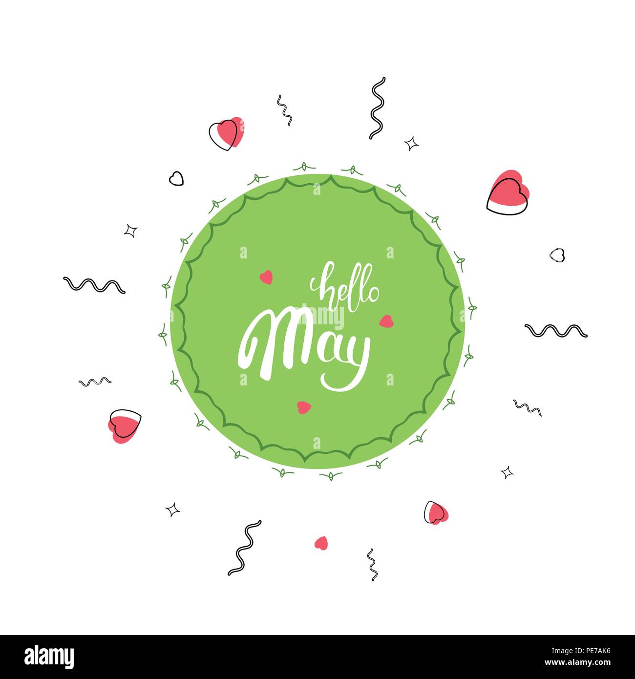 Hello May banner. Handwritten lettering. Vector illustration Stock ...