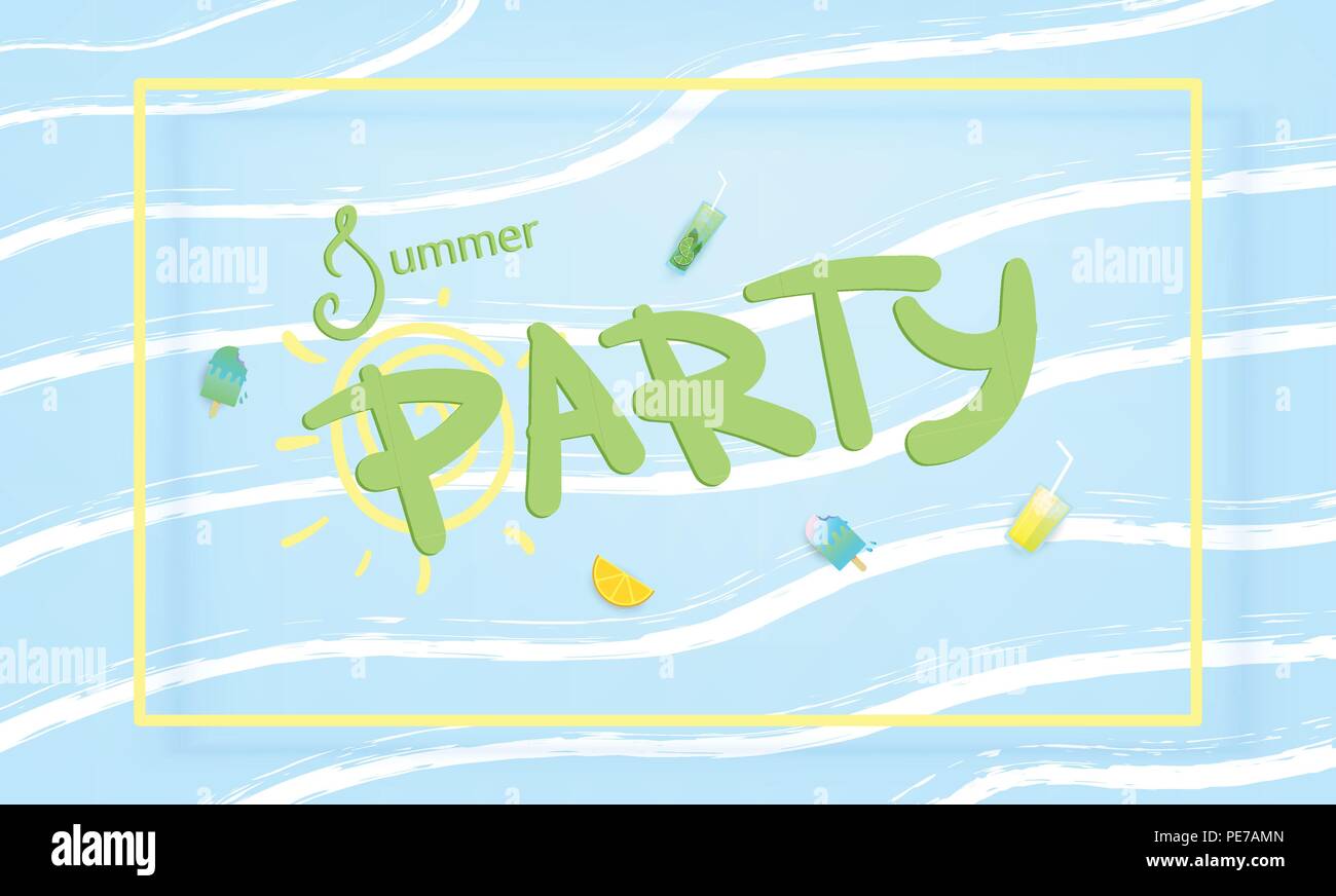 Horizontal Summer Party banner. Template for holiday flyer design ...
