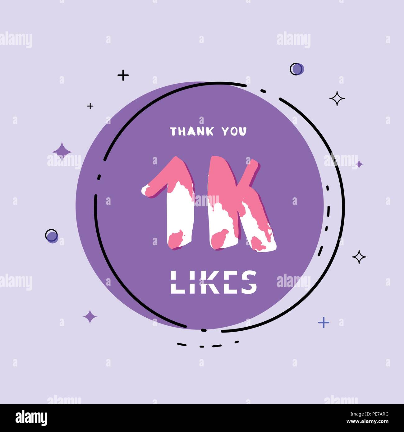 1000 likes thank you card. Template for social media. Vector ...