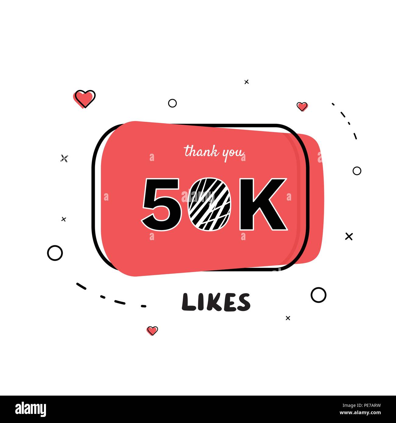 50k likes thank you card. Template for social media. Vector ...
