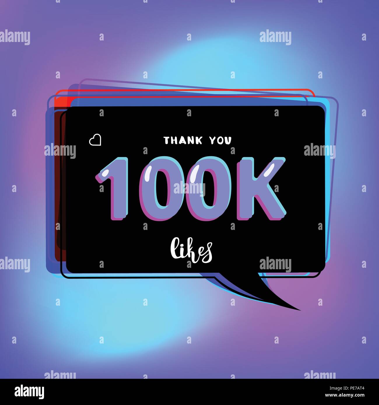100k likes thank you card. Template for social media. Vector ...
