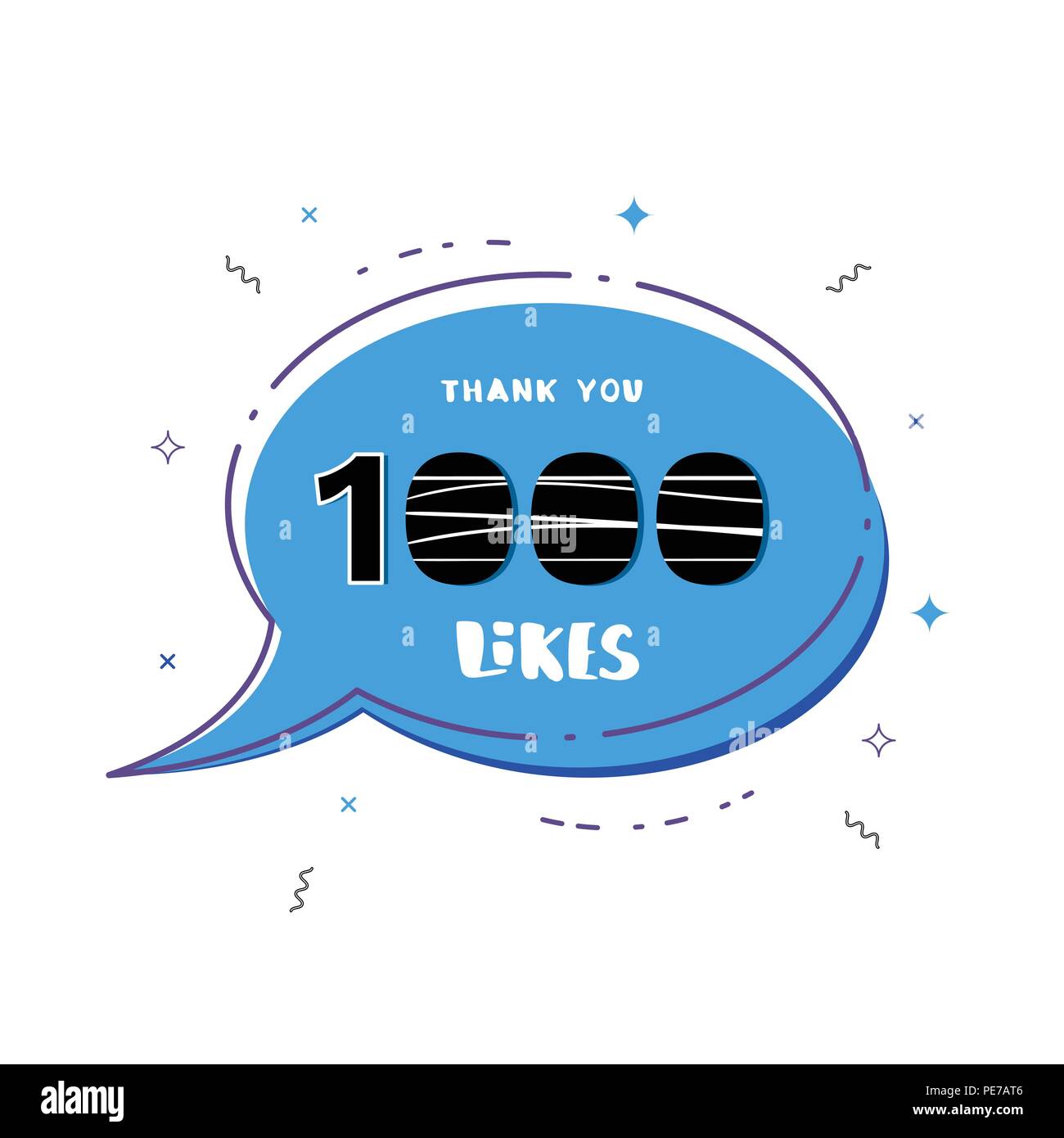 1000 likes thank you card. Template for social media. Vector ...