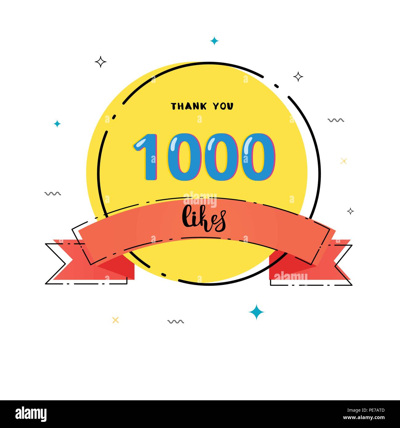 1000 likes thank you card. Template for social media. Vector ...
