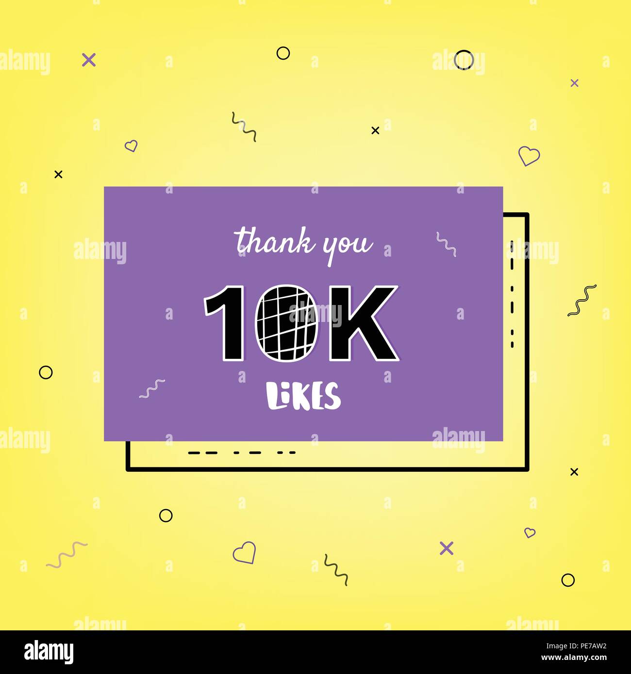10000 likes thank you card. Template for social media. Vector ...
