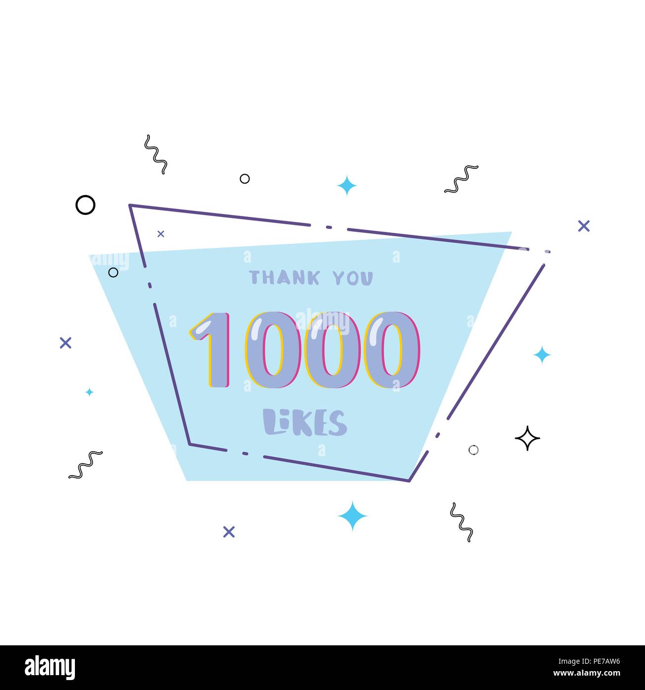1000 likes thank you card. Template for social media. Vector ...