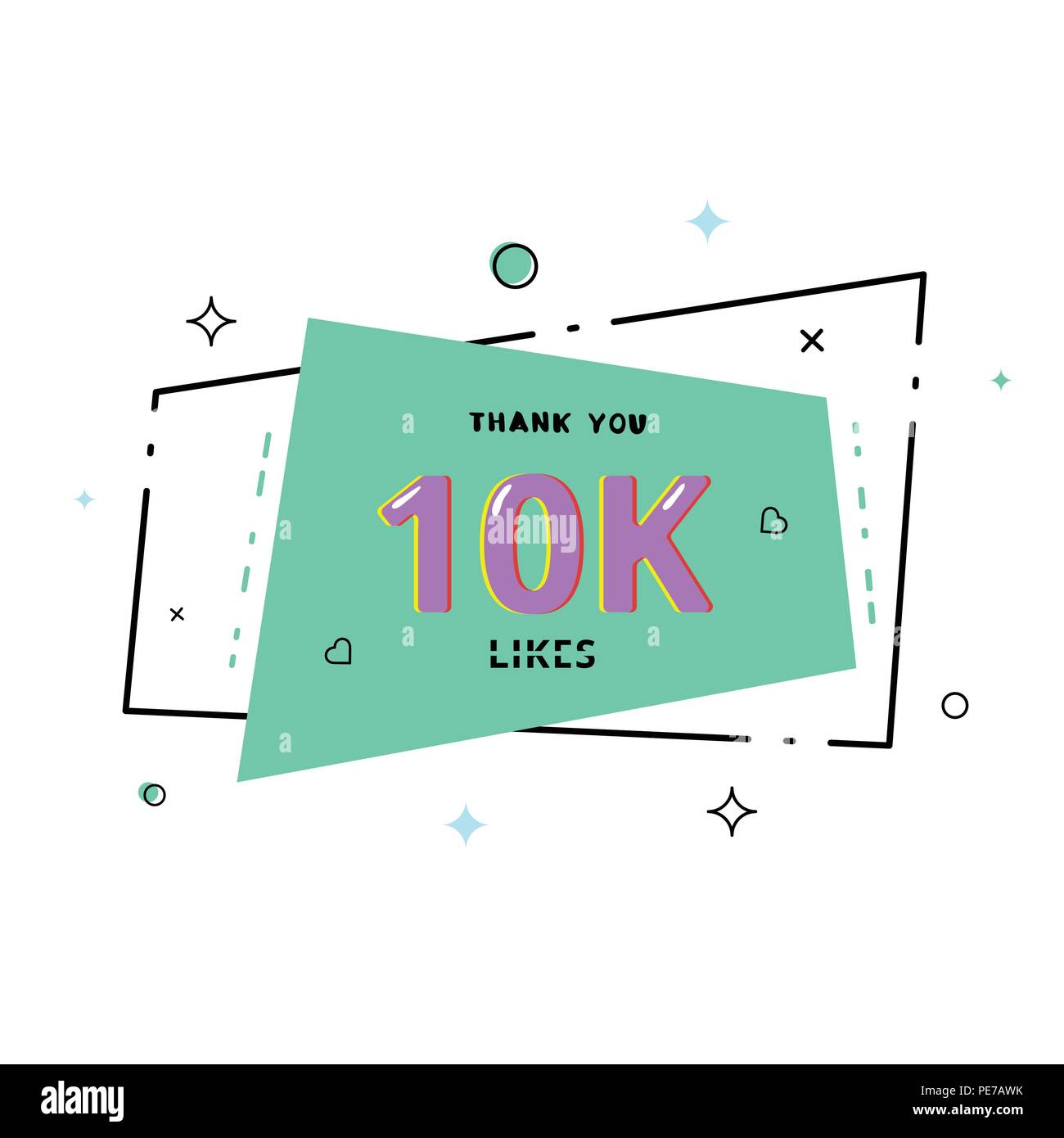 10k likes thank you card. Template for social media. Vector ...