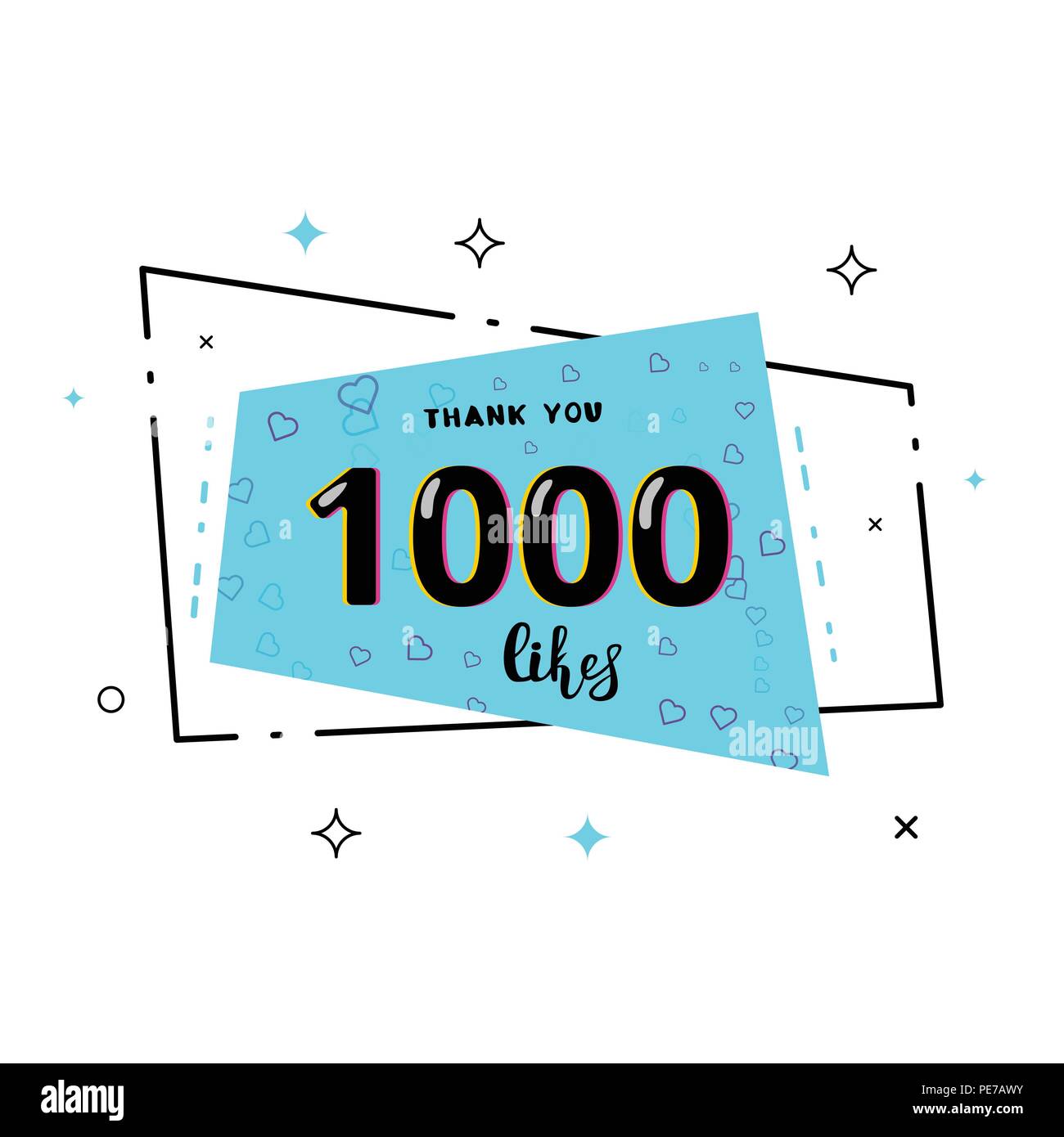 1000 likes thank you card. Template for social media. Vector ...