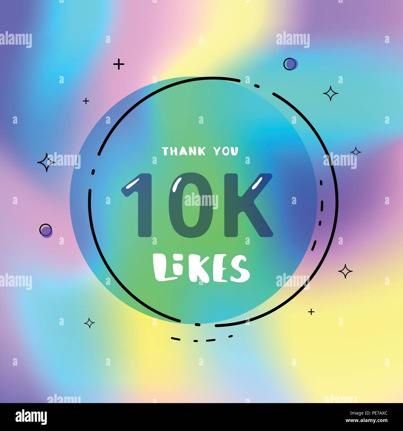 10k likes thank you card. Template for social media. Vector ...