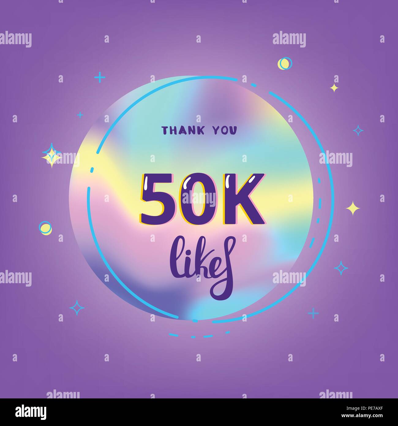 50k likes thank you card. Template for social media. Vector ...