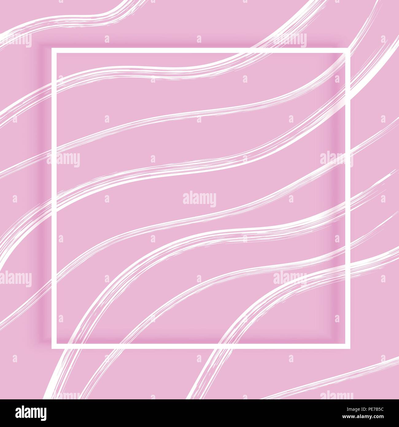 Square pink card for graphic design. Background with brush decoration ...