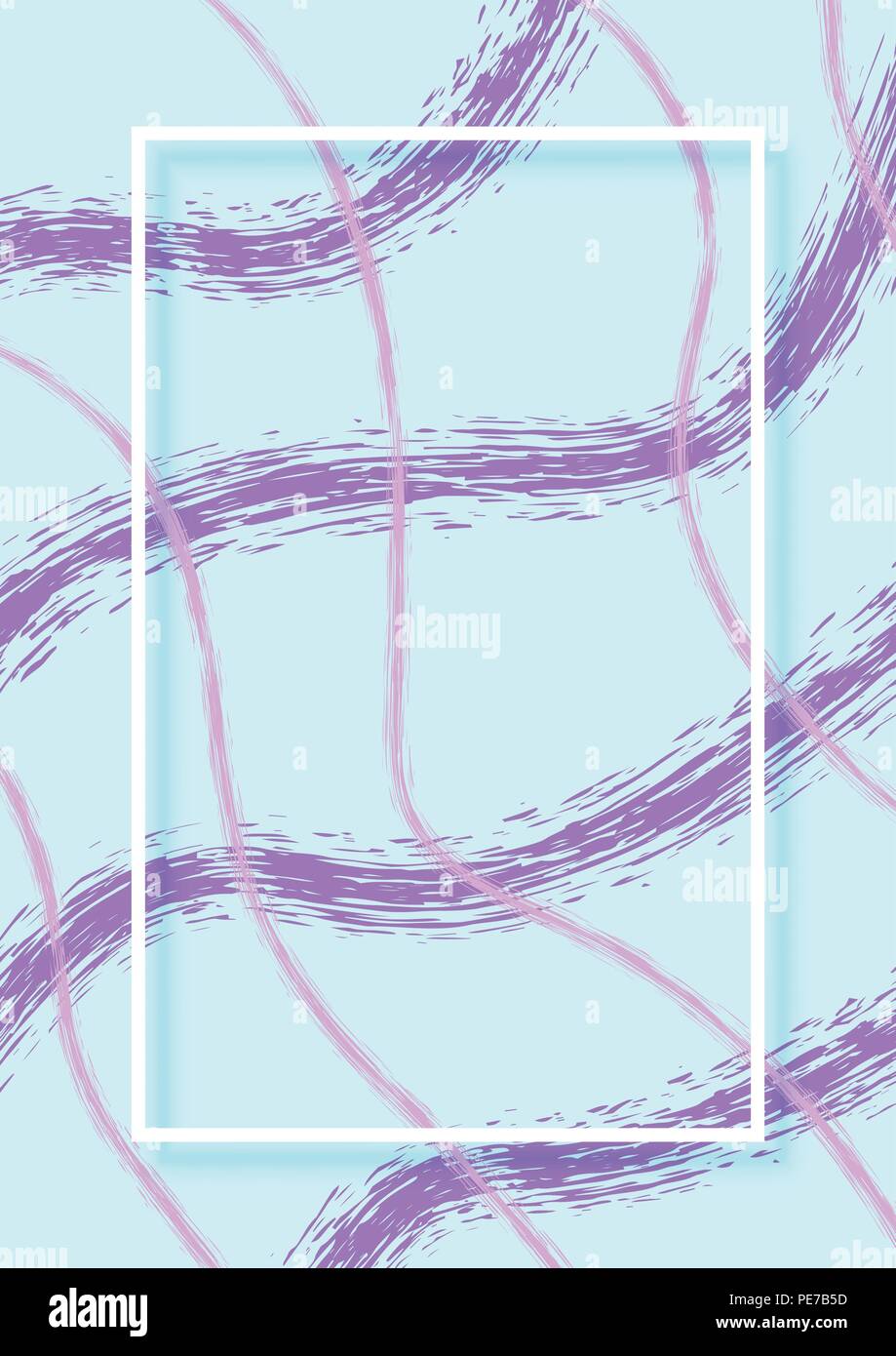 Vertical blue card for graphic design. Background with brush decoration ...