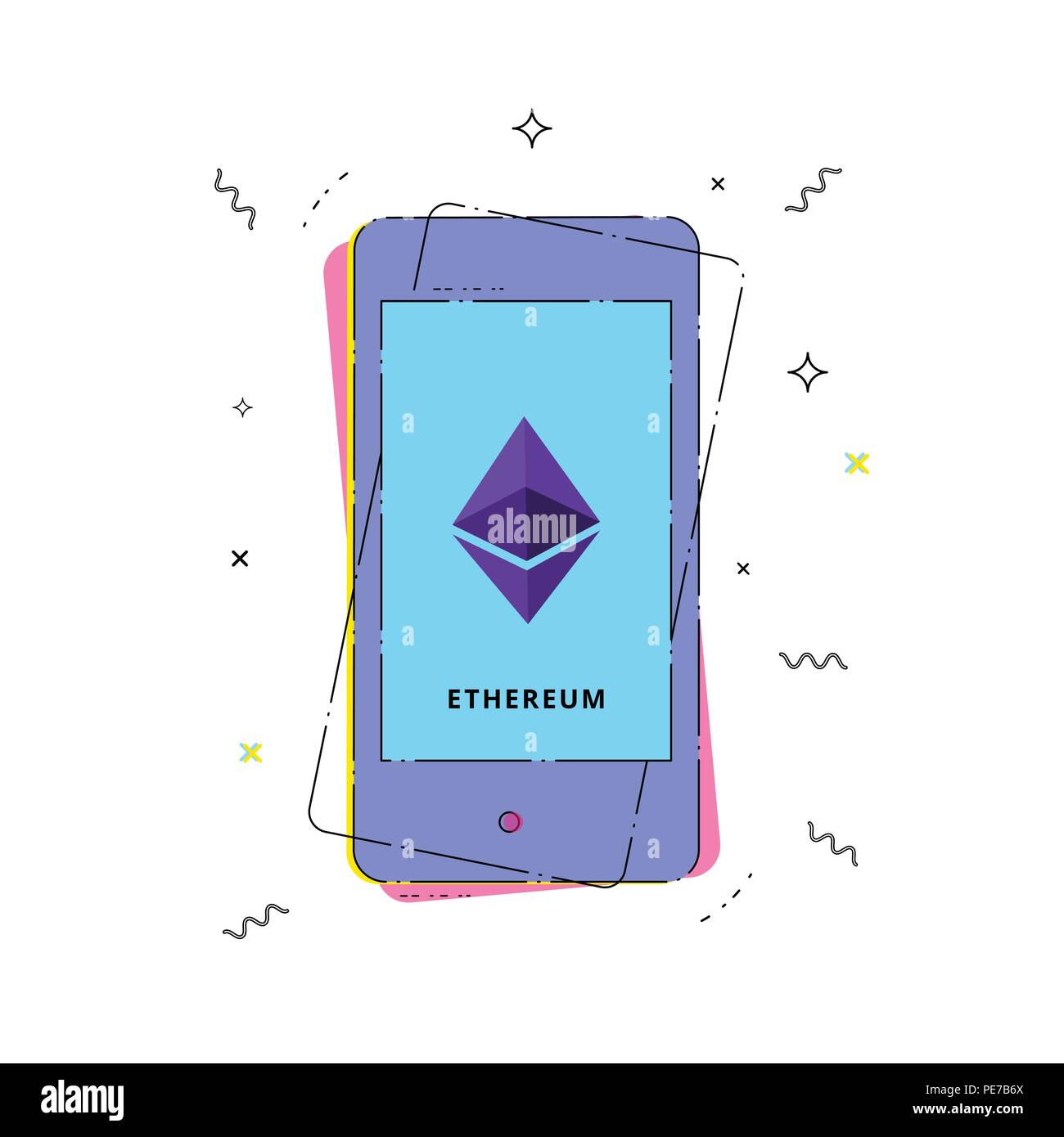 Ethereum sign with phone. Vector illustration Stock Vector Image & Art ...