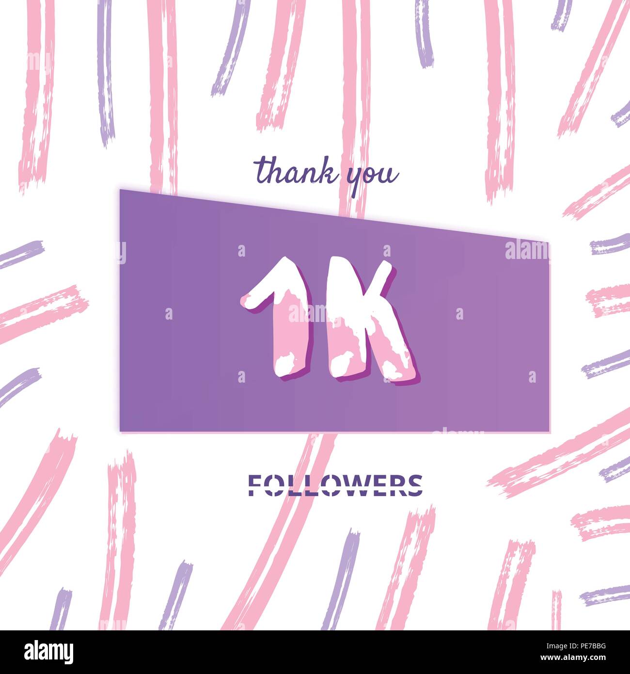1K followers thank you card. 1000 subscribers cover with brush abstract ...