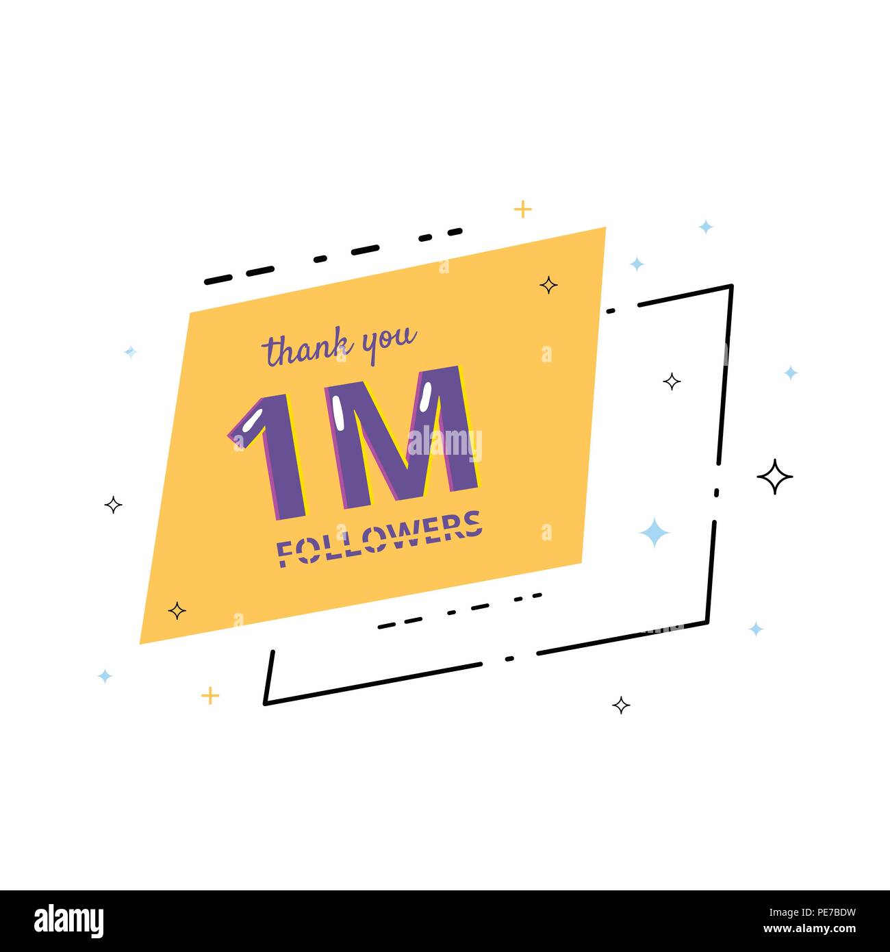 1M followers thank you card. Celebration 1000000 subscribers geometric ...