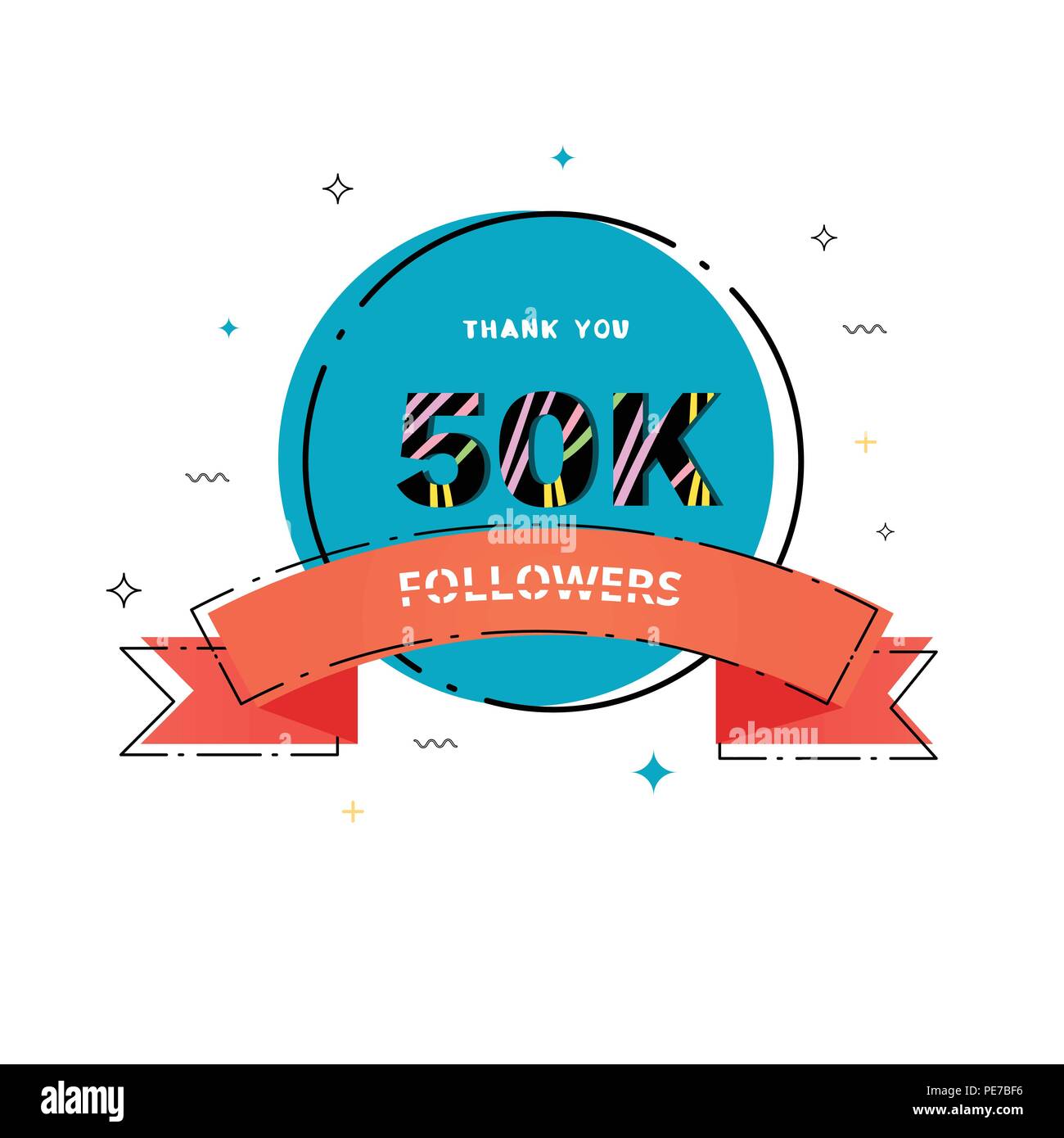 50k followers thank you card. Celebration 50000 subscribers geometric ...