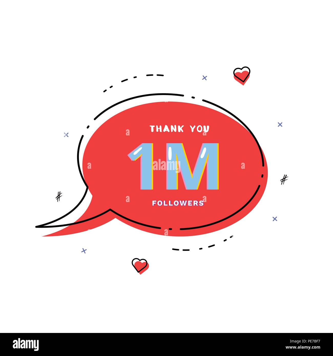 1M followers thank you card. Celebration 1000000 subscribers geometric ...